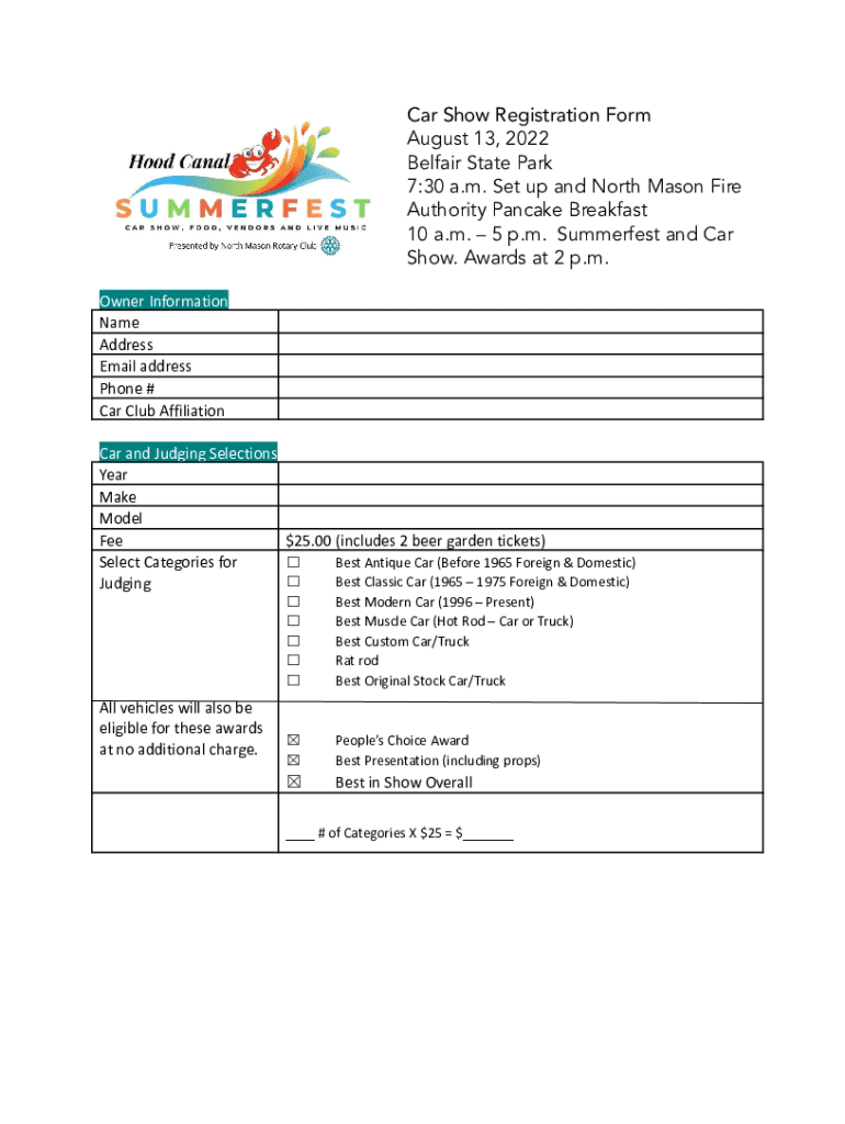 Fillable Online Car Show Registration Form Final 7.7.22.docx Fax Email ...