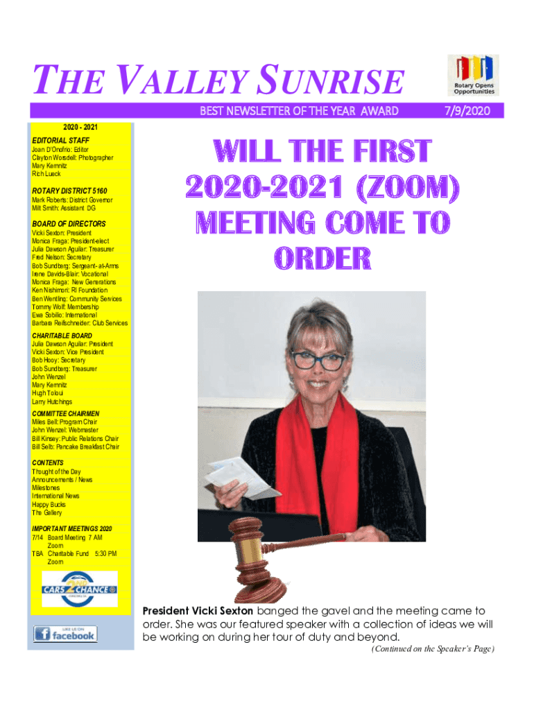 Fillable Online BEST NEWSLETTER OF THE YEAR AWARD Fax Email Print ...