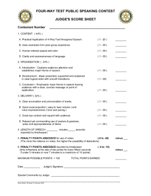 Fillable Online THE FOUR WAY TEST ROTARIAN SPEECH CONTEST ... Fax Email ...