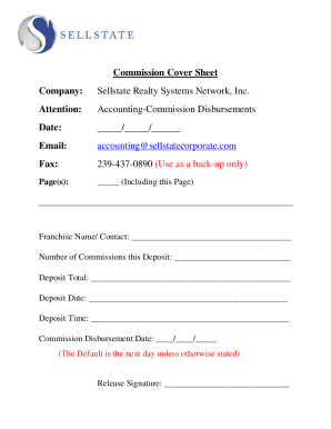 Fillable Online Commission Cover Sheet Fax Email Print - pdfFiller