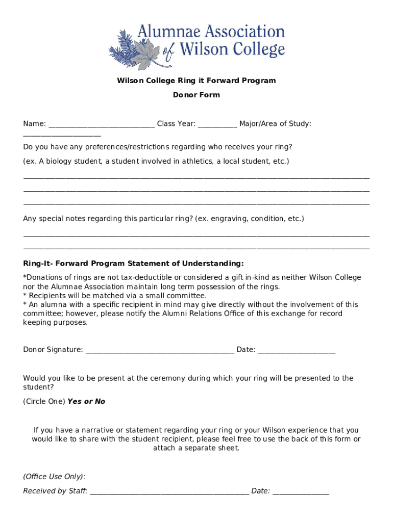 Class Rings/Ring it ForwardWilson Edu Doc Template | pdfFiller