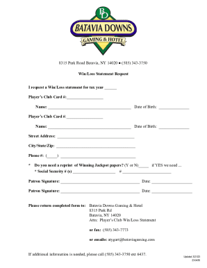 Fillable Online Win/Loss Statement and Tax Document Frequently Asked ...