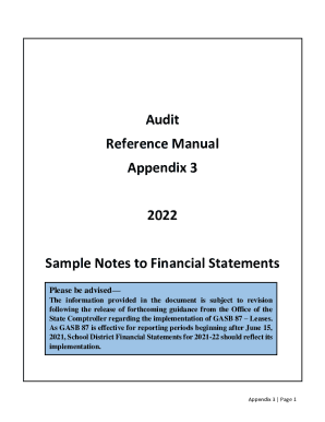 Fillable Online Audit Reference Manual Appendix 3 2022 Sample Notes to ...
