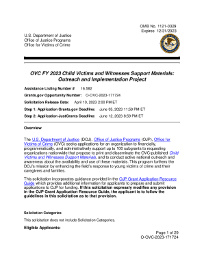 Fillable Online OVC FY 2023 Child Victims and Witnesses Support ...