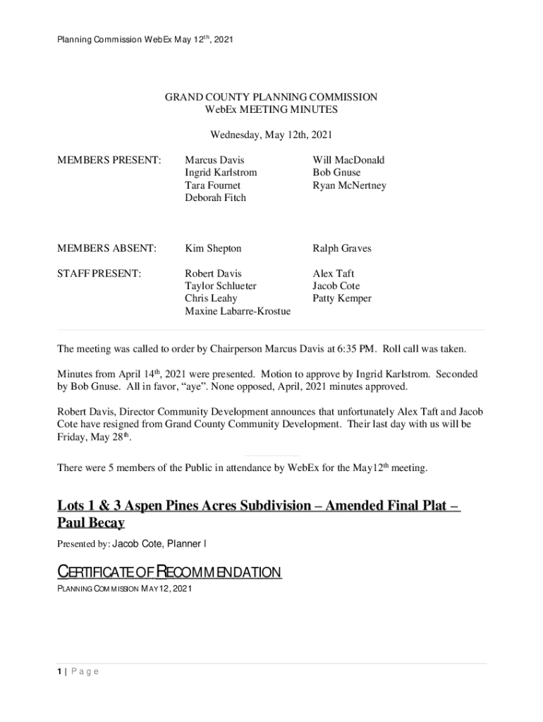 Fillable Online Lots 1 & 3 Aspen Pines Acres Subdivision Amended Final ...