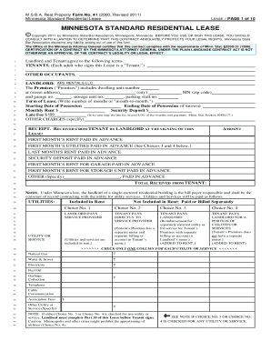 Fillable Online Minnesota Standard Residential Lease - Fill Online ...