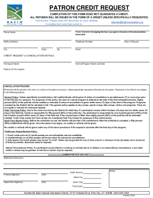 Fillable Online PATRON CREDIT REQUEST Fax Email Print - pdfFiller