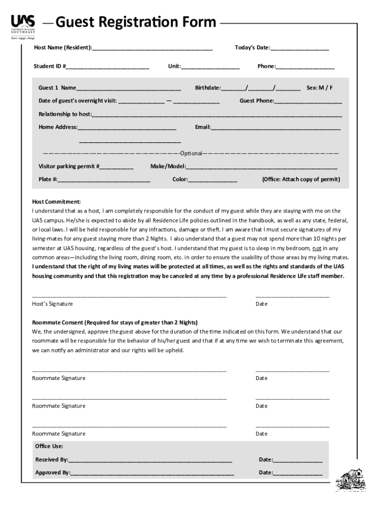 Fillable Online uas alaska DANCE GUEST REGISTRATION FORM FOR NON-DULLES ... Fax Email Print ...