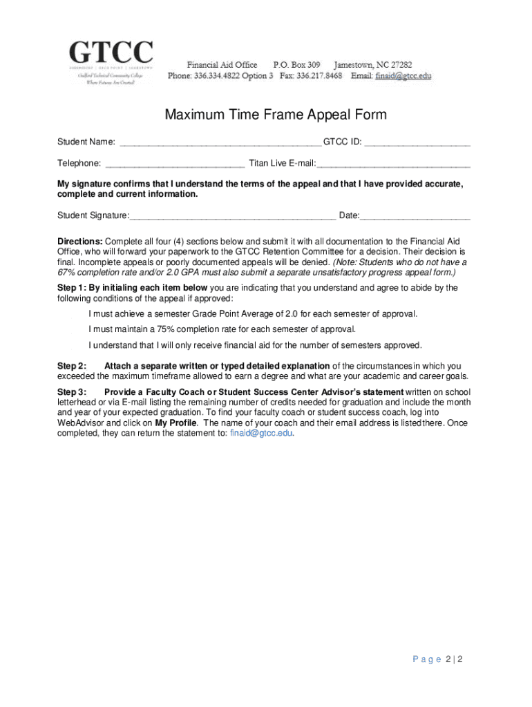 Fillable Online Fillable How to Submit an Appeal while GTCC is ...