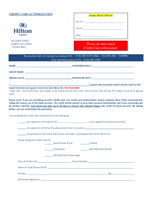 Fillable Online Hilton Albany Credit Authorization Form Fax Email Print ...