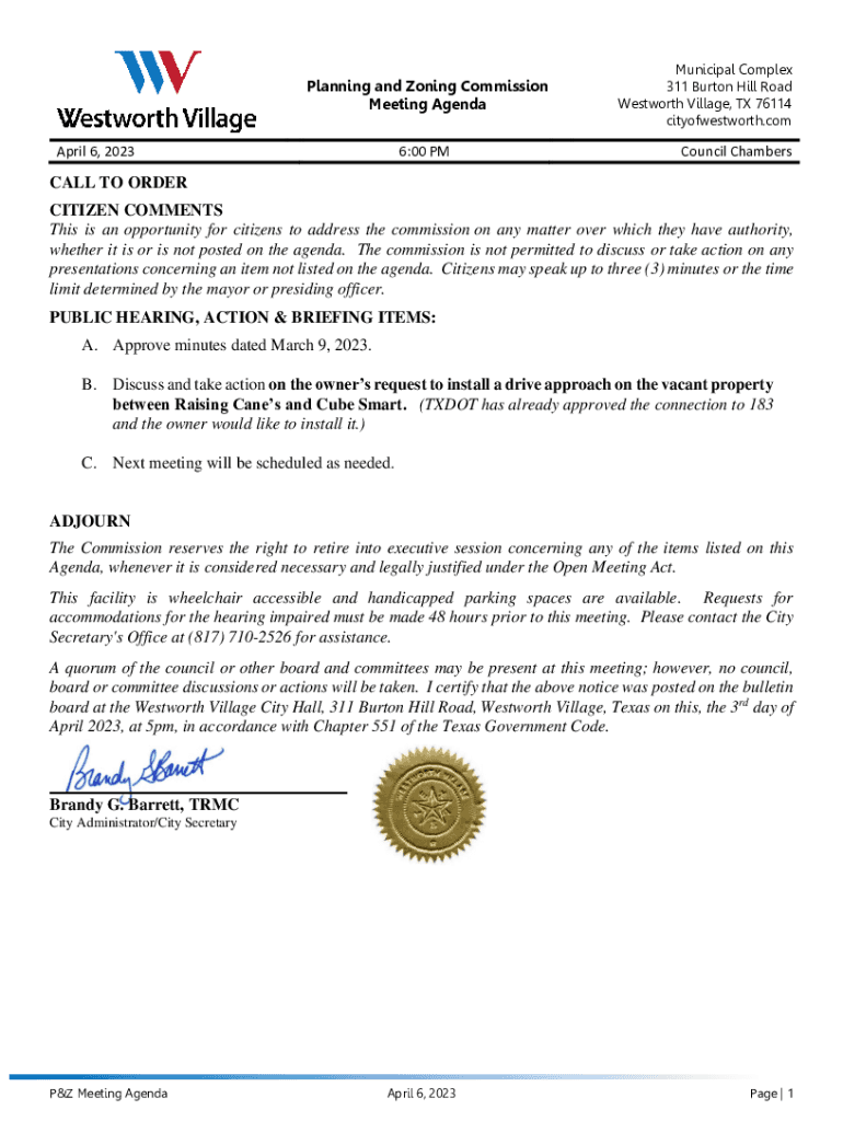 Fillable Online City of Westworth Village - Calendar Fax Email Print ...