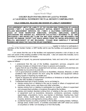 Fillable Online Hold Harmless, Release and Waiver of Liability Agreement Fax Email Print - pdfFiller