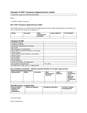 Sample Of SDF Company Appointment Letter - cathsseta org Doc Template ...