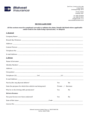 Fillable Online insuredoc co MOTOR CLAIM FORM All the sections must be ...
