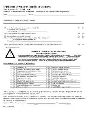 Fillable Online MRI Safety Training - Radiology and Medical Imaging ...