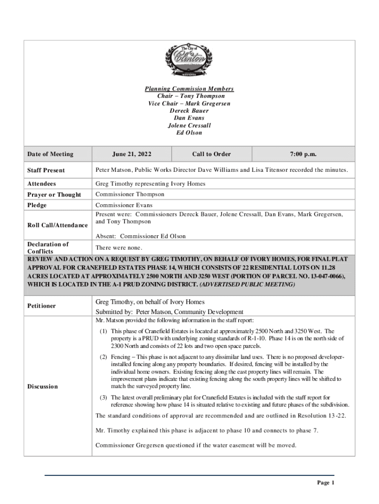 Fillable Online Greg Timothy, on behalf of Ivory Homes Submitted by ...