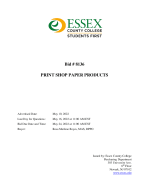 Fillable Online Bid # 8136 PRINT SHOP PAPER PRODUCTS Fax Email Print ...