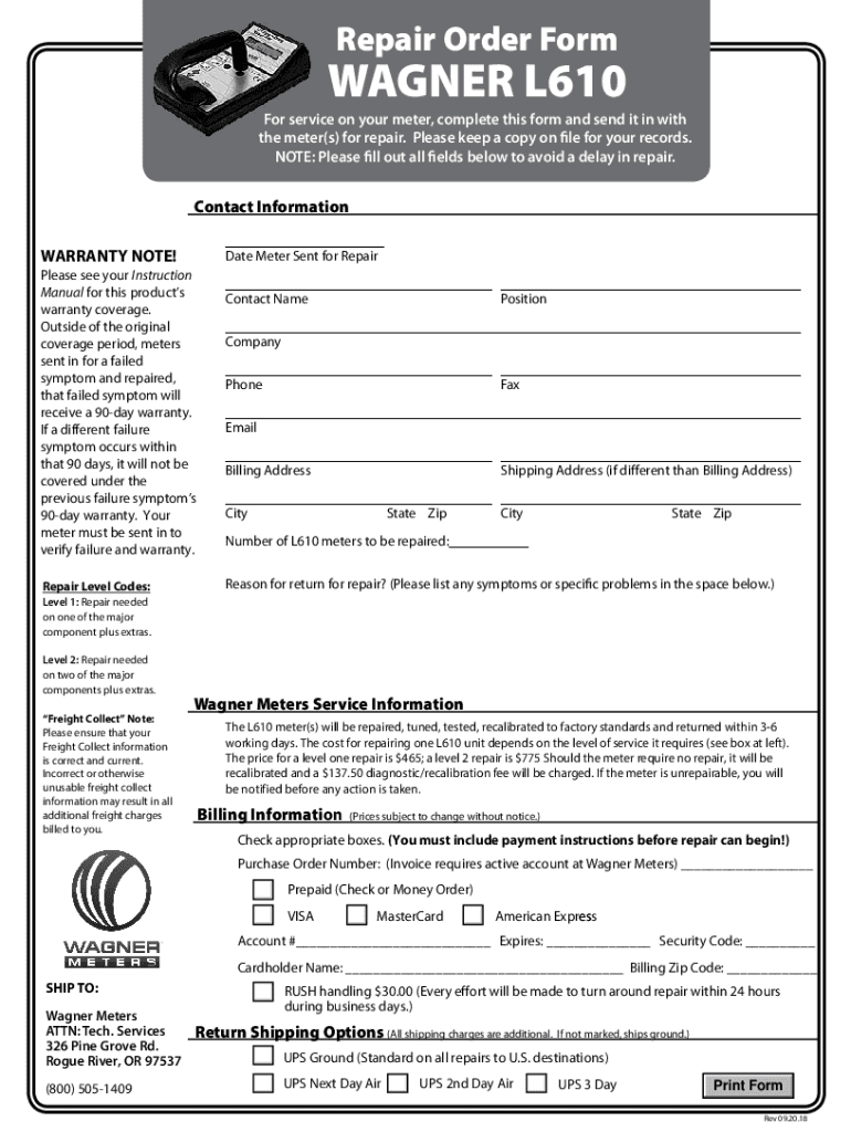 Fillable Online Repair Order Form Template Fax Email Print - pdfFiller