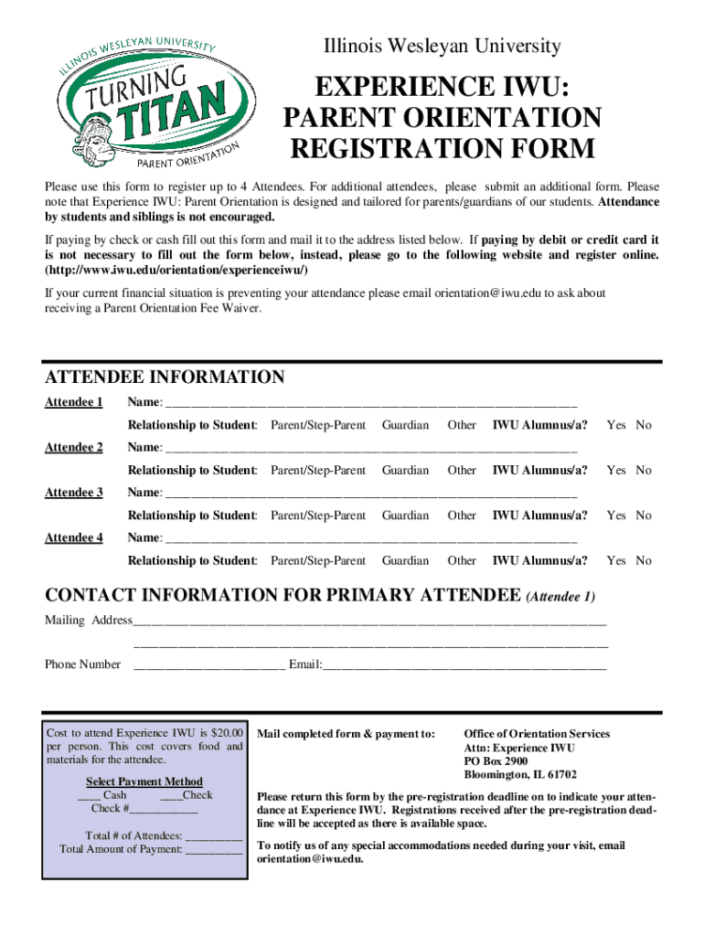 Fillable Online Registrar's Office FormsIllinois Wesleyan Fax Email Print - pdfFiller