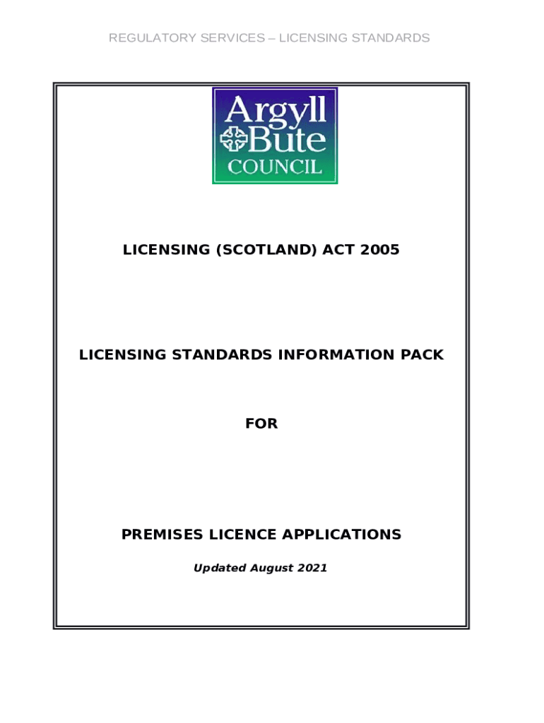 Licensing Standards Ination Pack for Premises ... Doc Template | pdfFiller