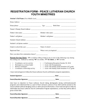 Fillable Online Faith Formation Registration Form - Peace Lutheran ...