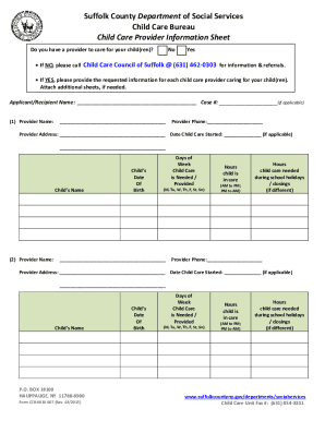 Fillable Online Child Care Subsidy Application, Instructions and Forms ...