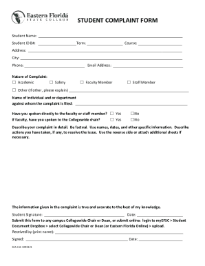 Fillable Online student grievance form and Fax Email Print - pdfFiller