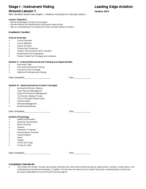 Fillable Online Private Pilot Ground School - Lesson 1 - Intro and ...