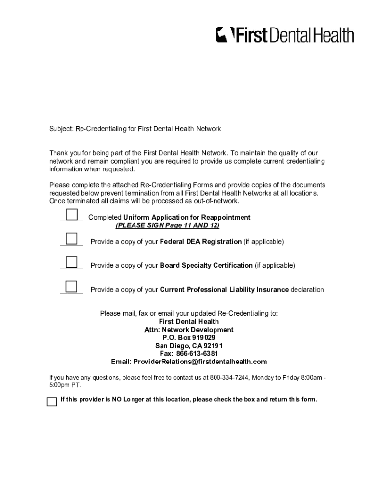 Fillable Online Please mail, fax or email your updated Re-Credentialing ... Fax Email Print ...