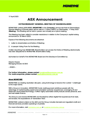Fillable Online MONEYME Limited (ASX:MME) (MONEYME or the Company ...