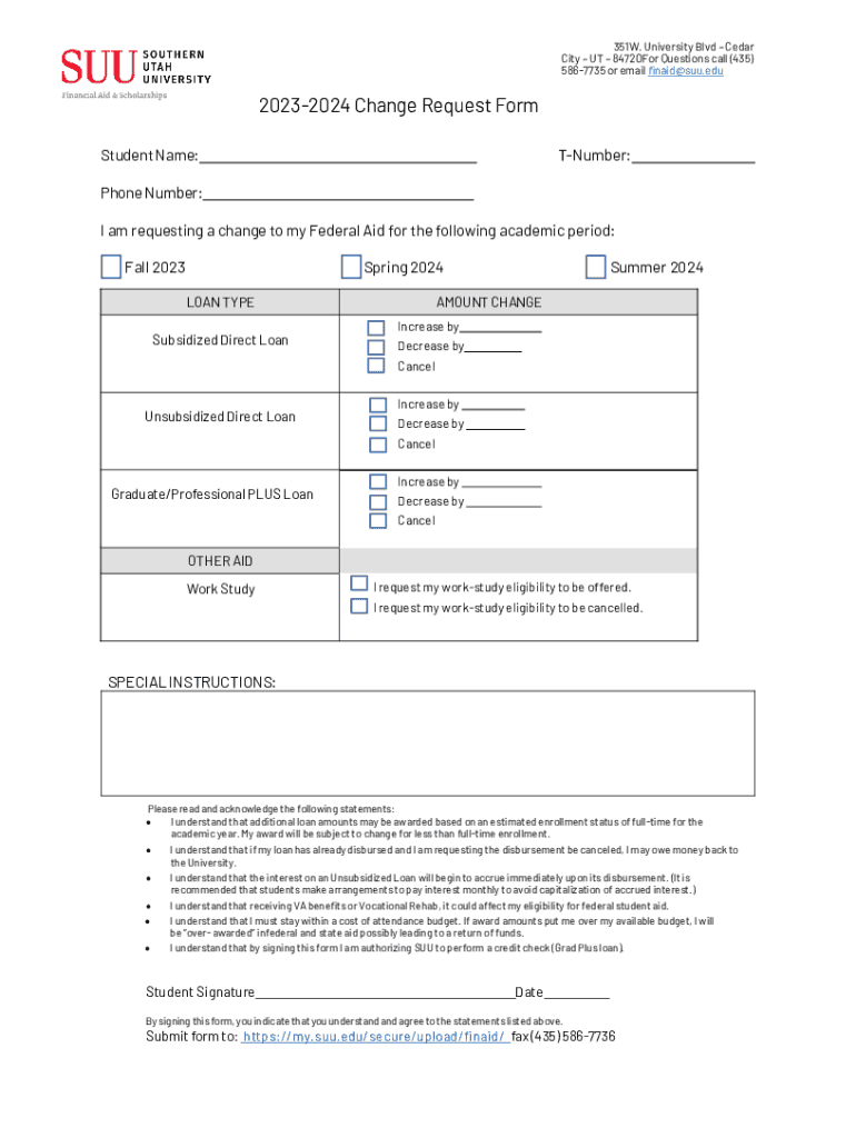 Fillable Online 2023-2024 Change Request Form Fax Email Print - pdfFiller