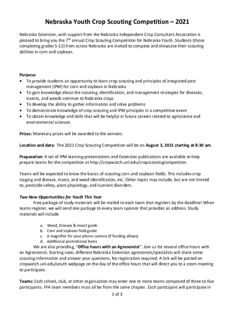 Fillable Online cropwatch unl Youth Crop Scouting Competition ...