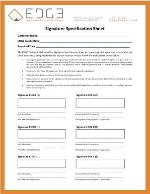 Fillable Online Signature Specification Sheet Fax Email Print - pdfFiller