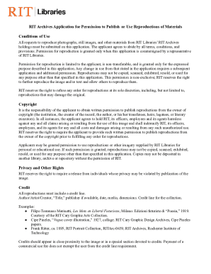 Fillable Online RIT Archives Application for Permission to Publish or ...