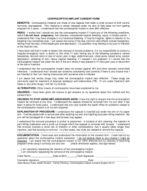 Fillable Online contraceptive implant consent form - cloudfront.net Fax ...