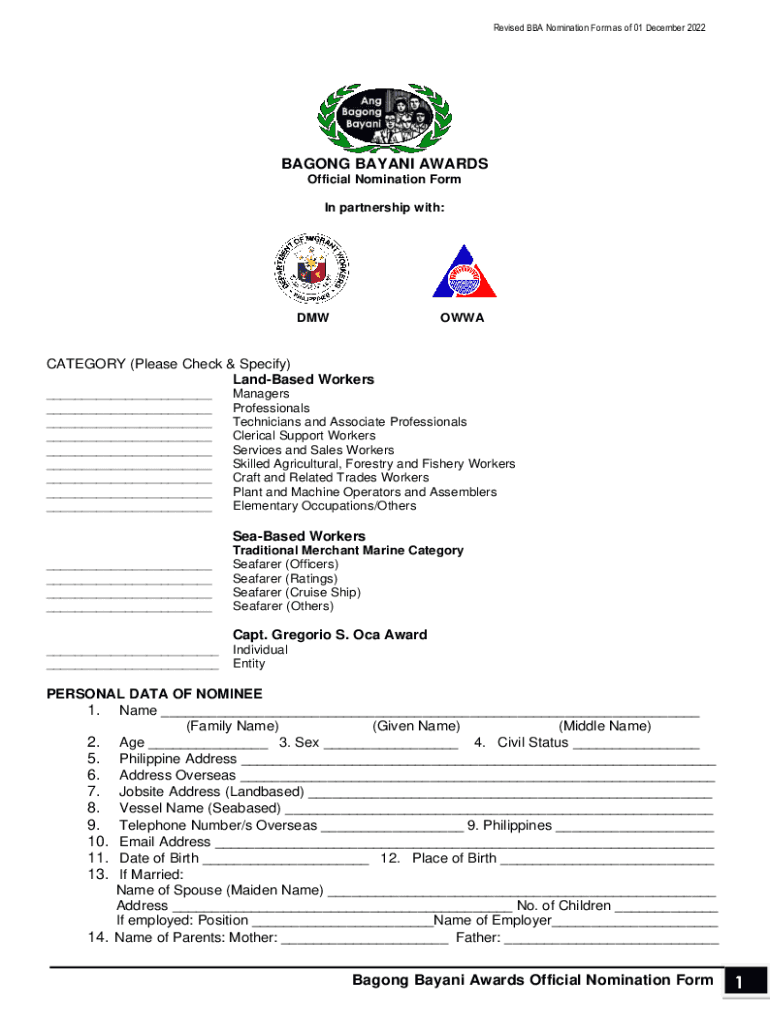 Fillable Online New Frontier Award - Online Nomination Form Fax Email Print - pdfFiller