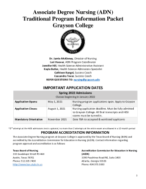 Fillable Online Associate Degree Nursing (ADN) Traditional Program ...