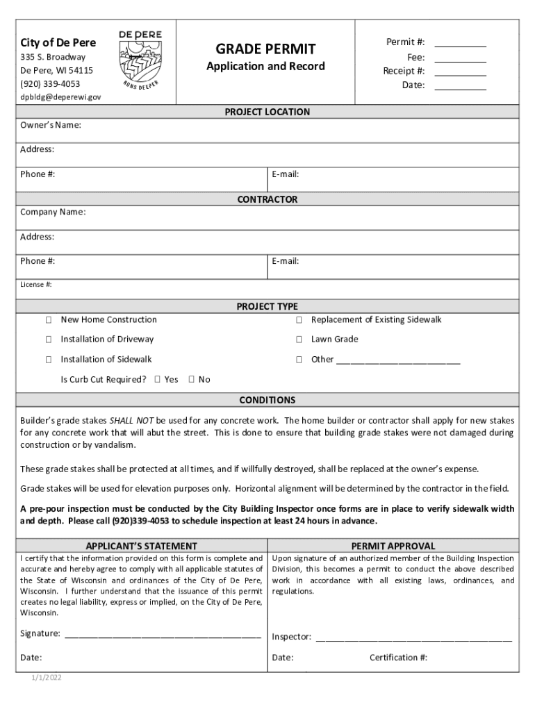 Fillable Online GRADE PERMIT Fax Email Print - pdfFiller