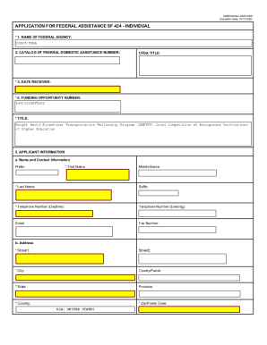Fillable Online SF424 Individual Fax Email Print - pdfFiller
