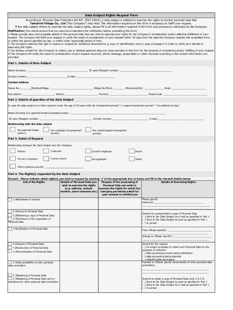 Fillable Online Data Subject Action Request Form According to Personal ... Fax Email Print ...
