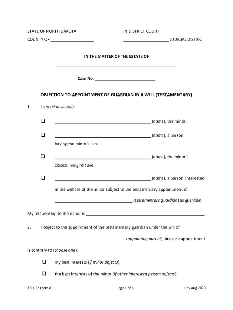 Fillable Online Form 4: Affidavit of Guardian Appointed in a Will Fax ...