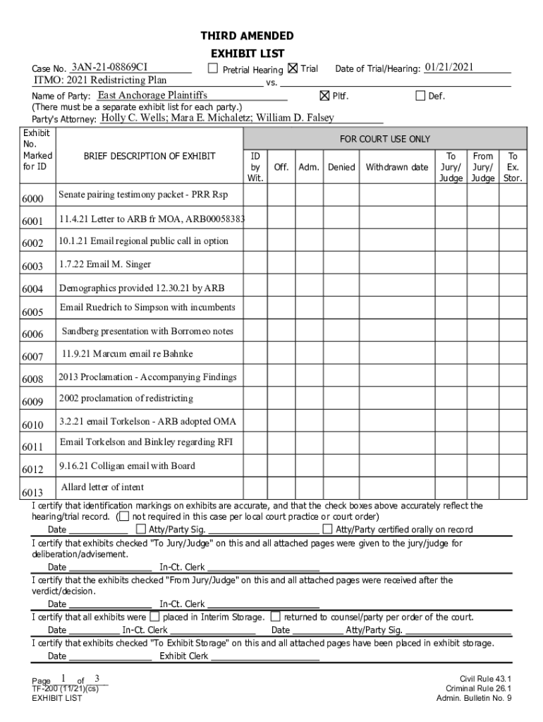 Fillable Online TF-201 Exhibit List Continuation Sheet Fax Email Print ...