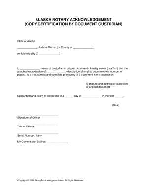 Fillable Online Alaska Notary Acknowledgement Form - Copy Certification ...