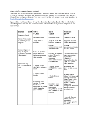 Fillable Online Booster Club Corporate Sponsorship Form Fax Email Print ...