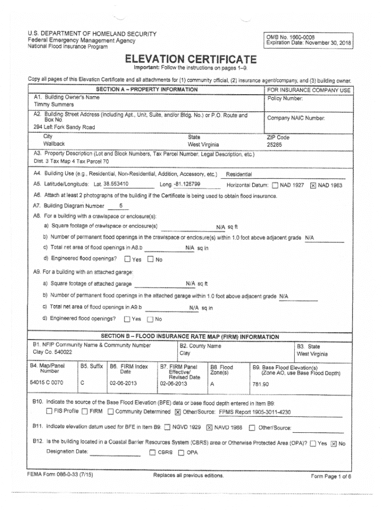 Fillable Online Elevation Certificate FEMA Form - Alamogordo, NM Fax ...