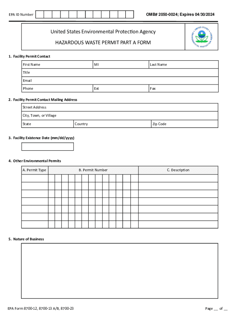 Fillable Online Excerpt of the RCRA Forms and Instructions for the Part ...