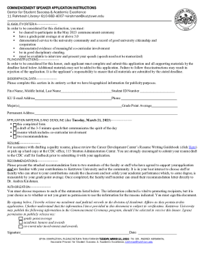 Fillable Online Commencement Speaker Application Form - Pitt Student Affairs Fax Email Print ...
