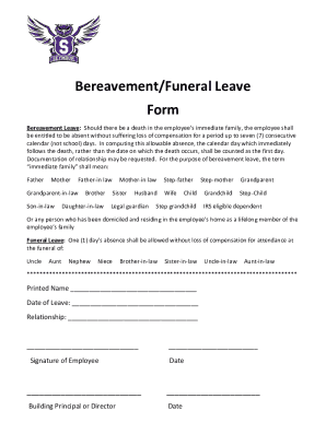 Fillable Online Fact Sheet: Leave for Funerals and Bereavement Fax ...