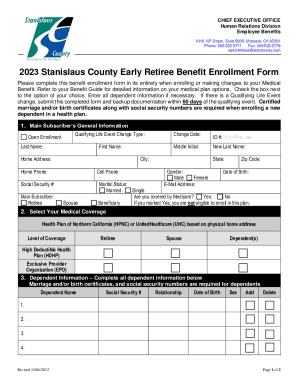 Fillable Online Early Retiree Benefit Enrollment Form Fax Email Print ...