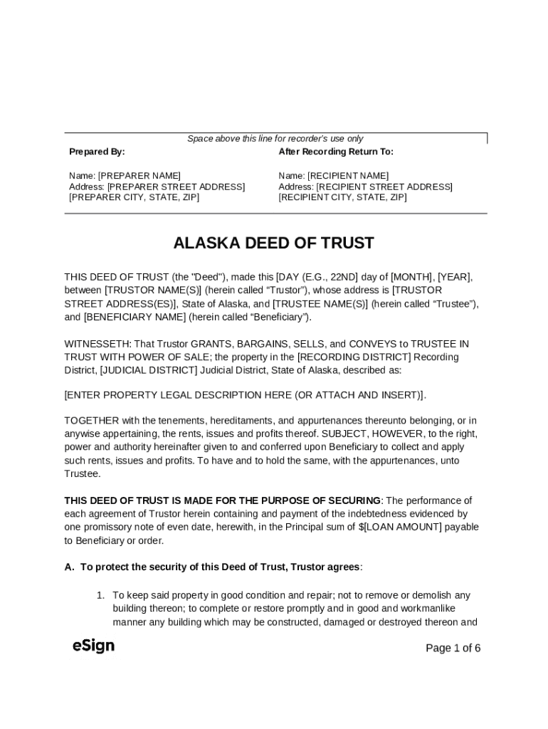 Alaska Deed of Trust . Sample Deed of Trust Doc Template | pdfFiller